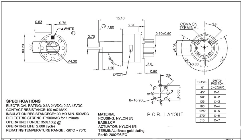 9MM MINI ROTARY SWITCH - L&G
